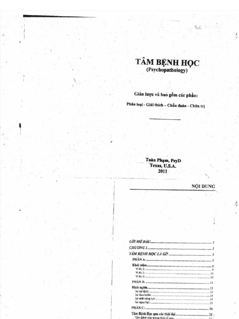 PDF Pham Toan 2011 Tam Benh Hoc Psychopathology | PDF