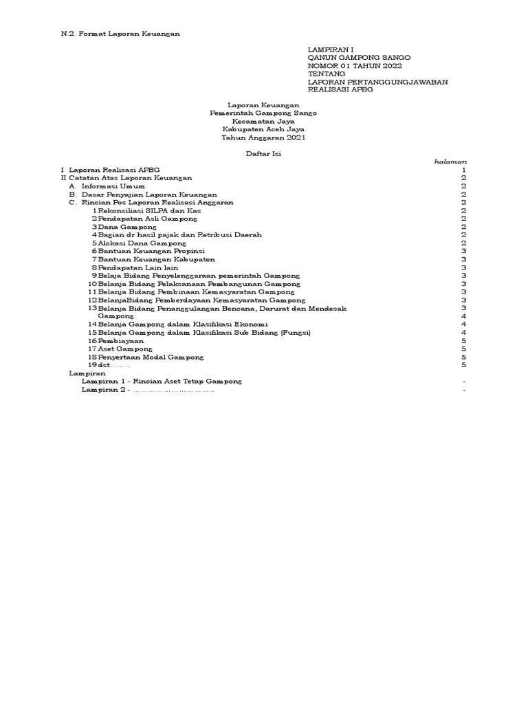 LAMPIRAN LPJ Sango 2021 | PDF