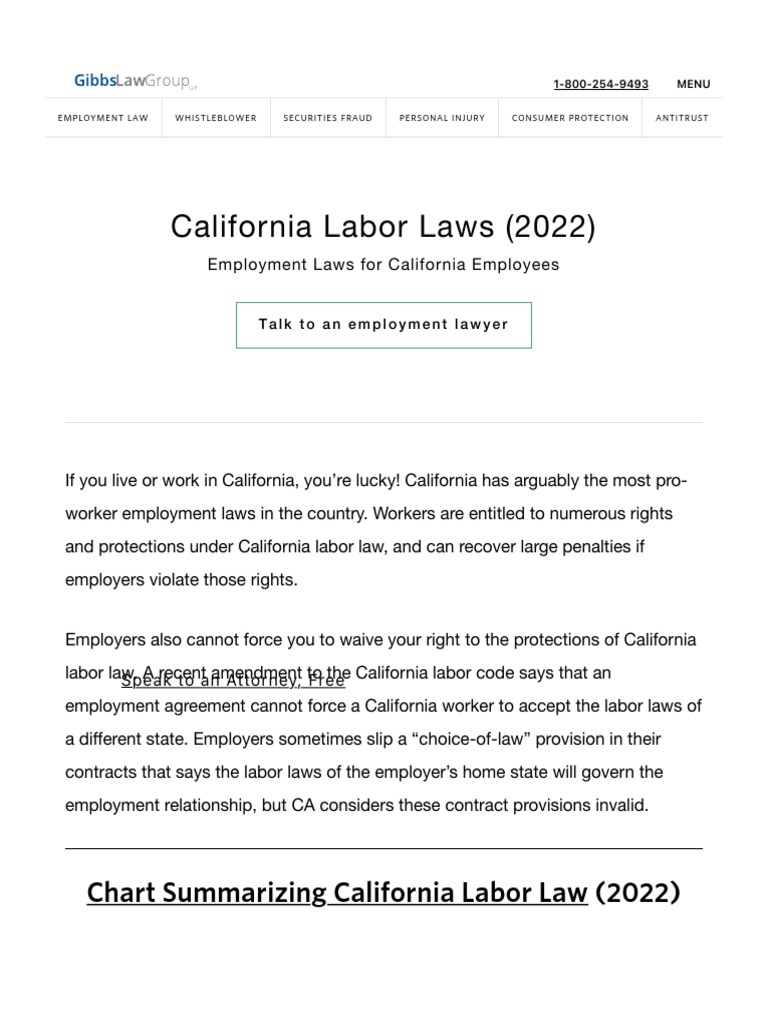 California Labor Laws (2022) - Guide To California Employment Law | PDF ...