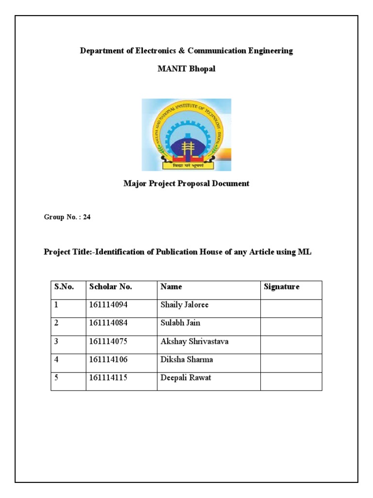 Department of Electronics & Communication Engineering MANIT Bhopal | PDF | Word | Statistical ...