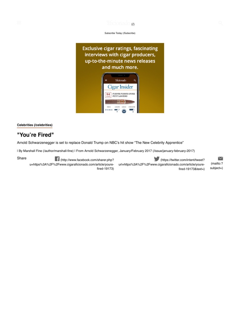 Schwarzenegger Cigar Aficionado | PDF | Arnold Schwarzenegger | Cigar
