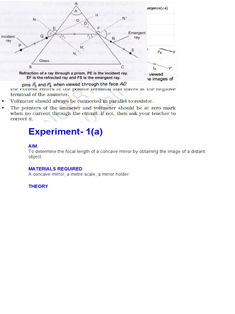Class X Practicals | PDF | Mirror | Optics