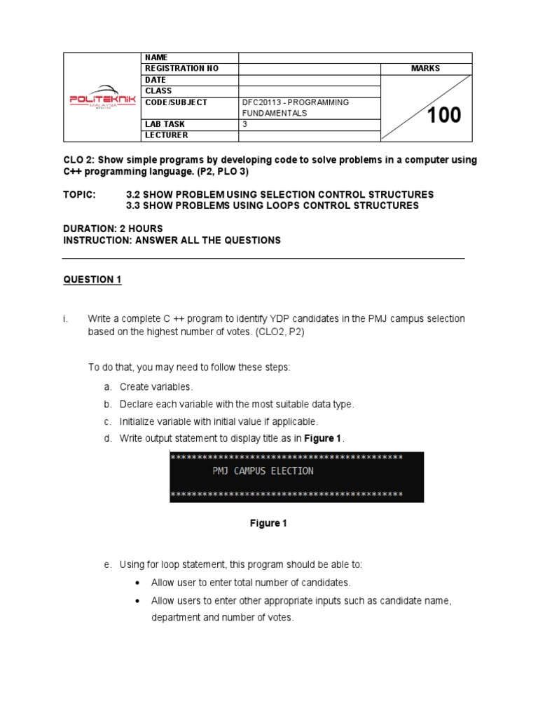Lab Task 3-Question | PDF | Computer Program | Programming