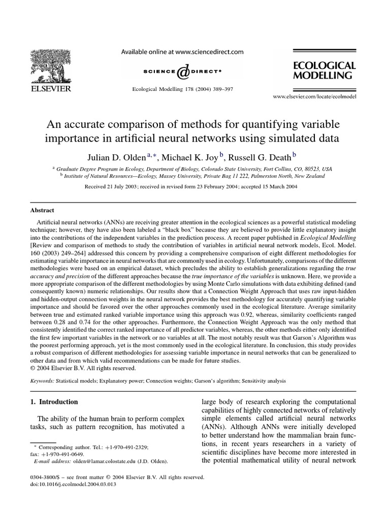 An Accurate Comparison of Methods For Quantifying Variable Importance ... An Accurate Comparison of Methods For Quantifying Variable Importance ...