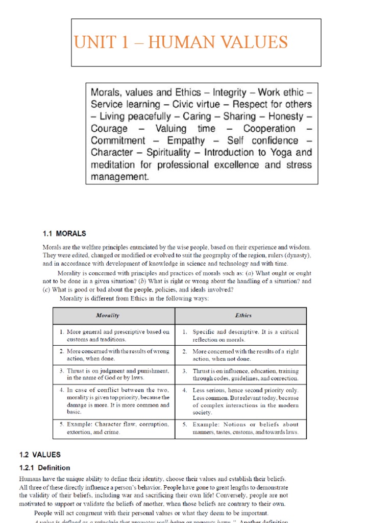 Unit 1 - Human Values | PDF | Stress (Biology) | Yoga