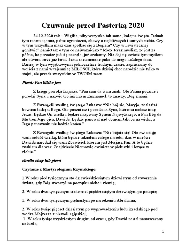 Czuwanie Przed Pasterką | PDF