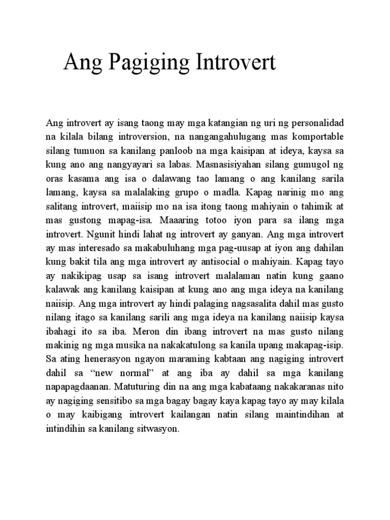 Ang Pagiging Introvert | PDF
