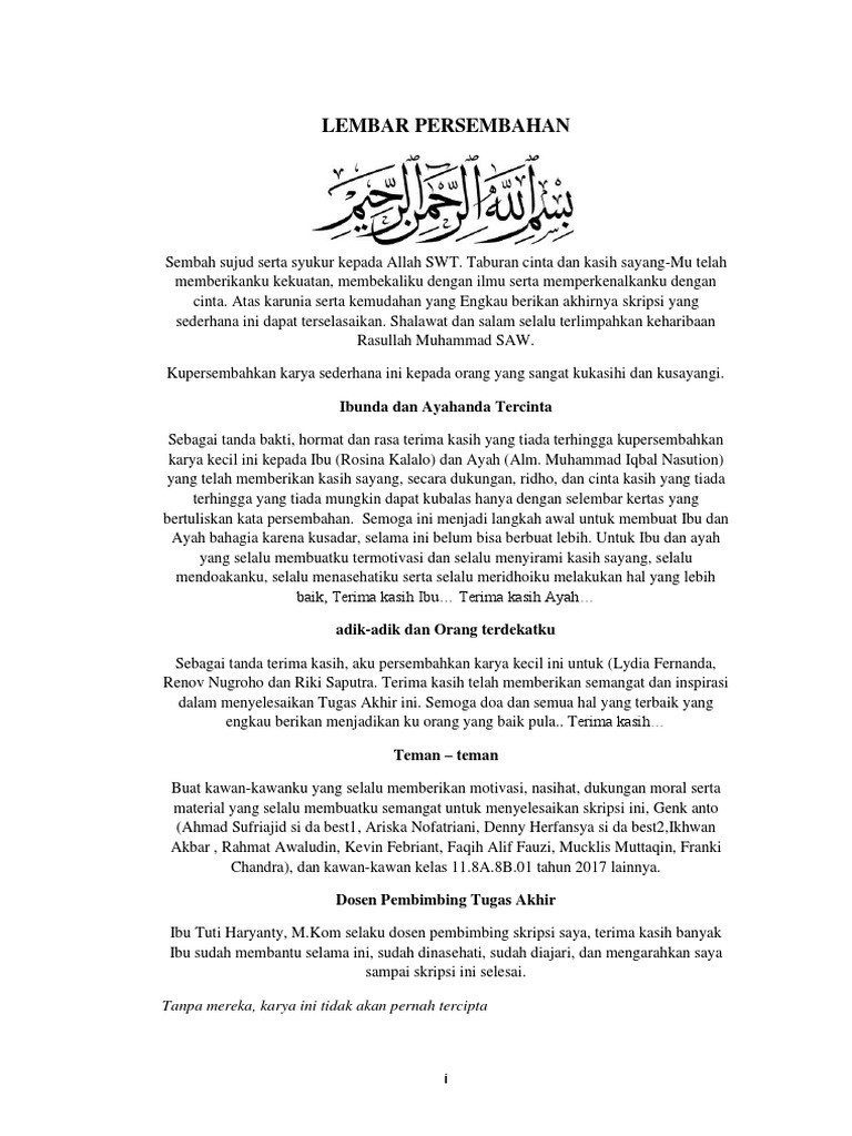 Persembahan Skripsi untuk Keluarga dan Teman | PDF | Agama & Spiritualitas