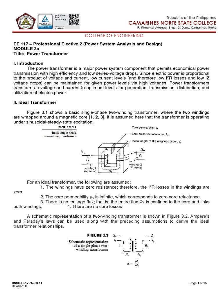 EE 117 - Professional Elective 2 (Power System Analysis and Design ...