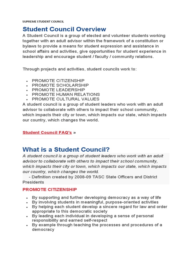 Supreme Student Council | PDF | Leadership | Community