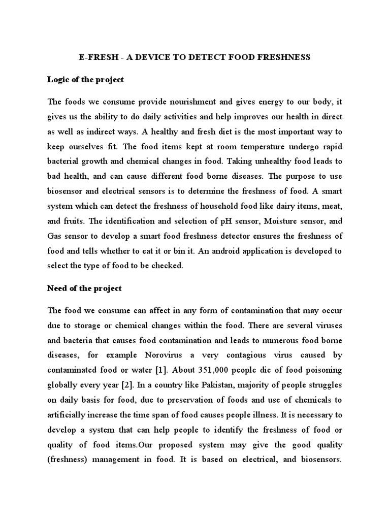 E-FRESH: Smart Food Freshness Detector | PDF | Sensor | Foods