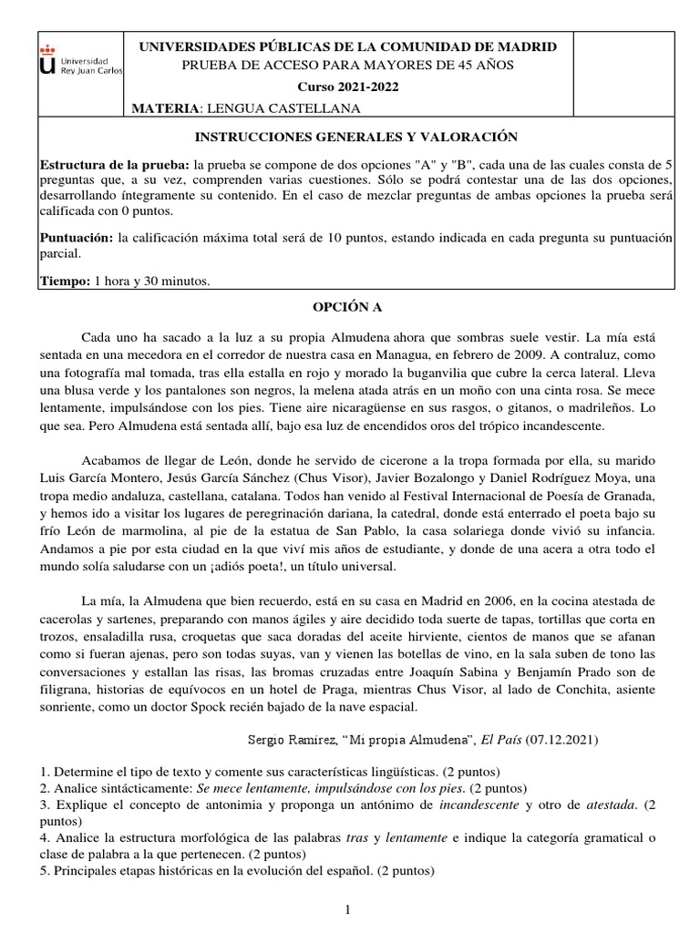 Examen de Lengua 45 | PDF | Estudios de idiomas extranjeros | Clásicos