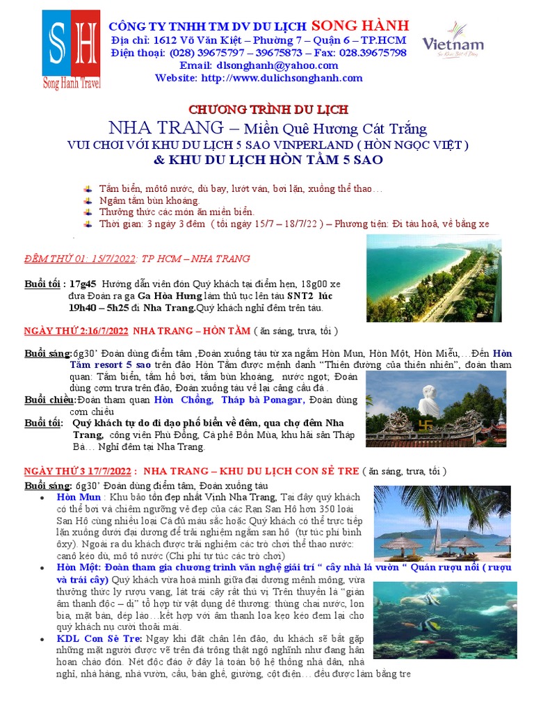 NHA TRANG - HÒN TẰM - ĐI ĐẢO 3 ngày 3 đêm gửi chi An - đi Tàu hoả - về ...