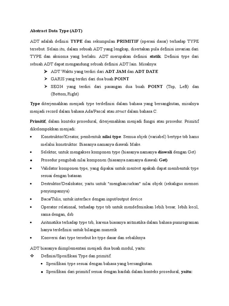 Abstract Data Type Adt Pdf