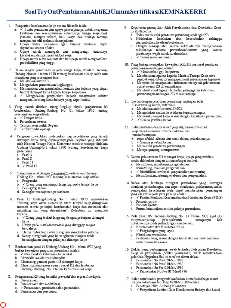 Soal Try Out Fiks k3 Umum | PDF