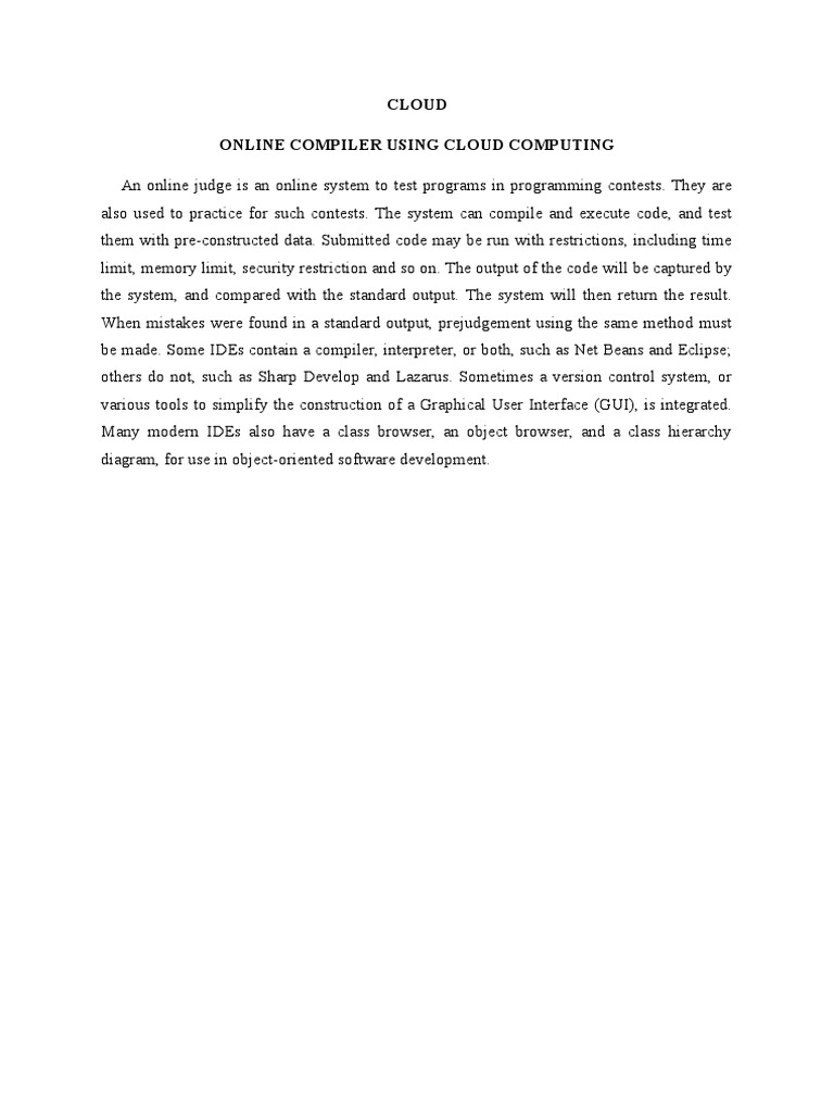 Cloud Online Compiler Using Cloud Computing | PDF | Cloud Computing | Educational Technology