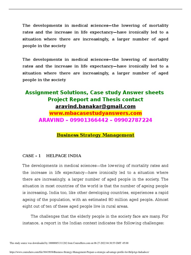 Assignment Solutions, Case Study Answer Sheets Project Report and Thesis Contact | Download Free ...