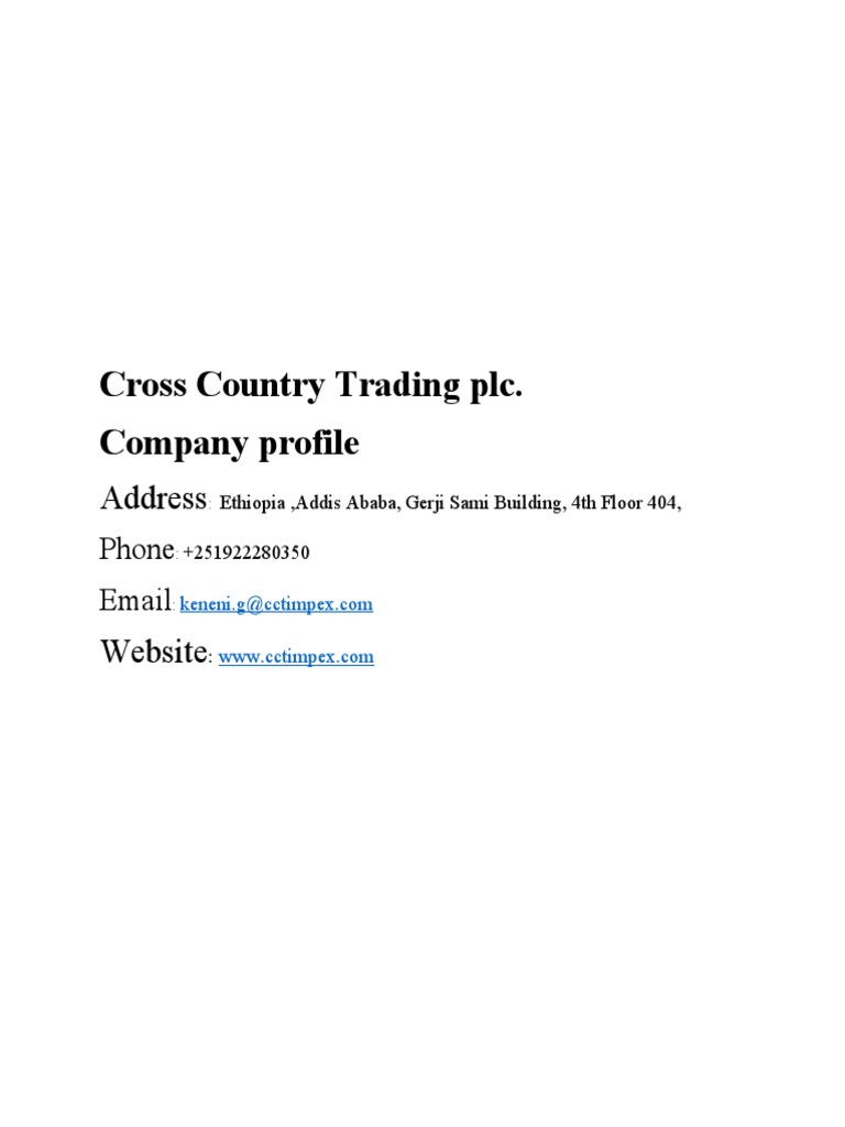 CCT Business Profile | PDF | Ethiopia | Exports