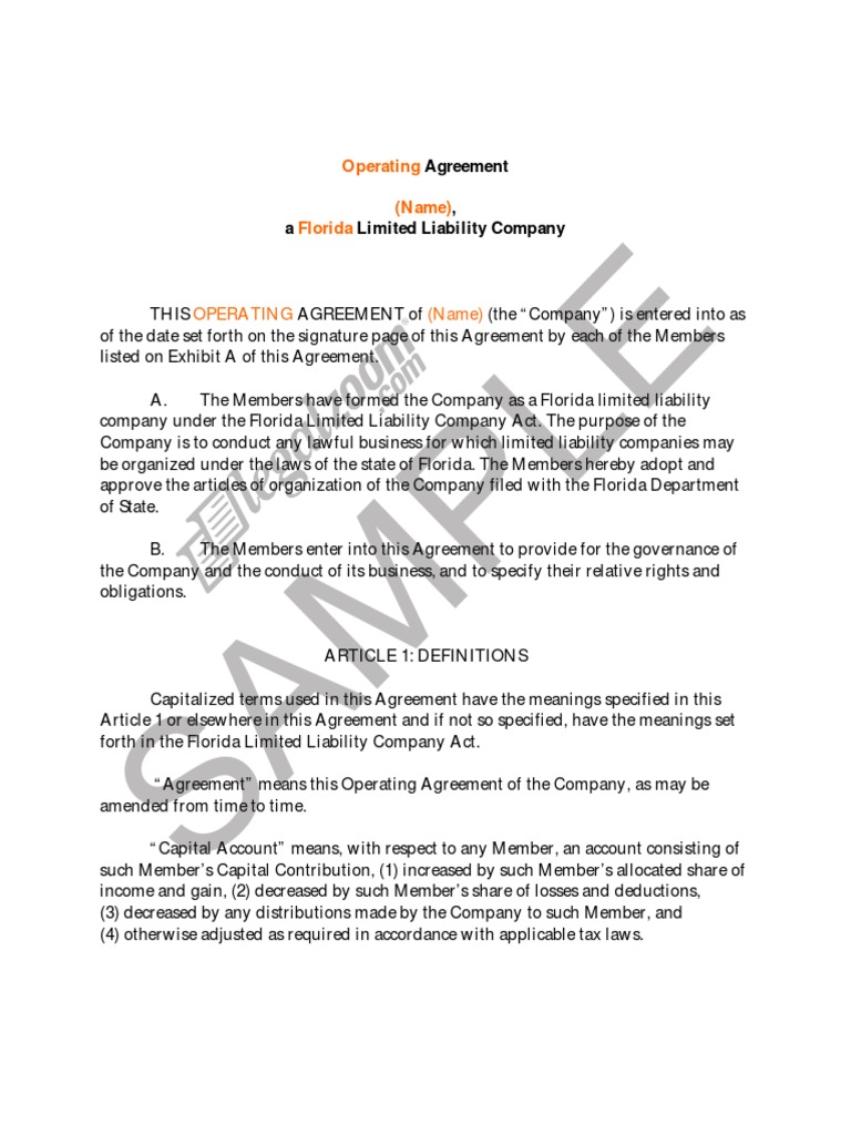Sample: Agreement, A Limited Liability Company | PDF | Indemnity ...