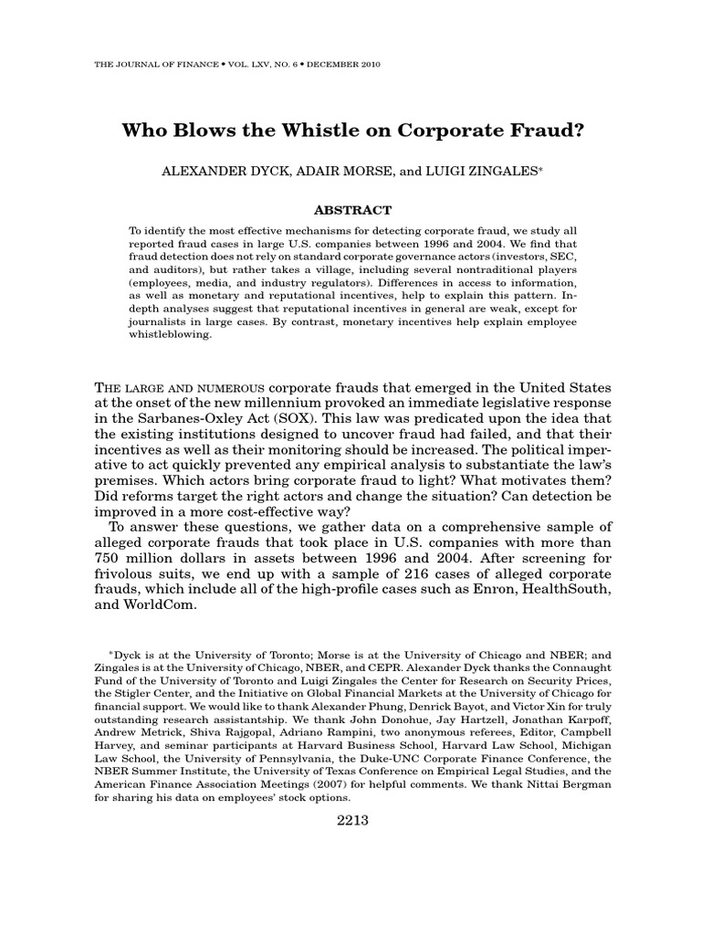 Who Blows The Whistle On Corporate Fraud | PDF | Whistleblower | Lawsuit