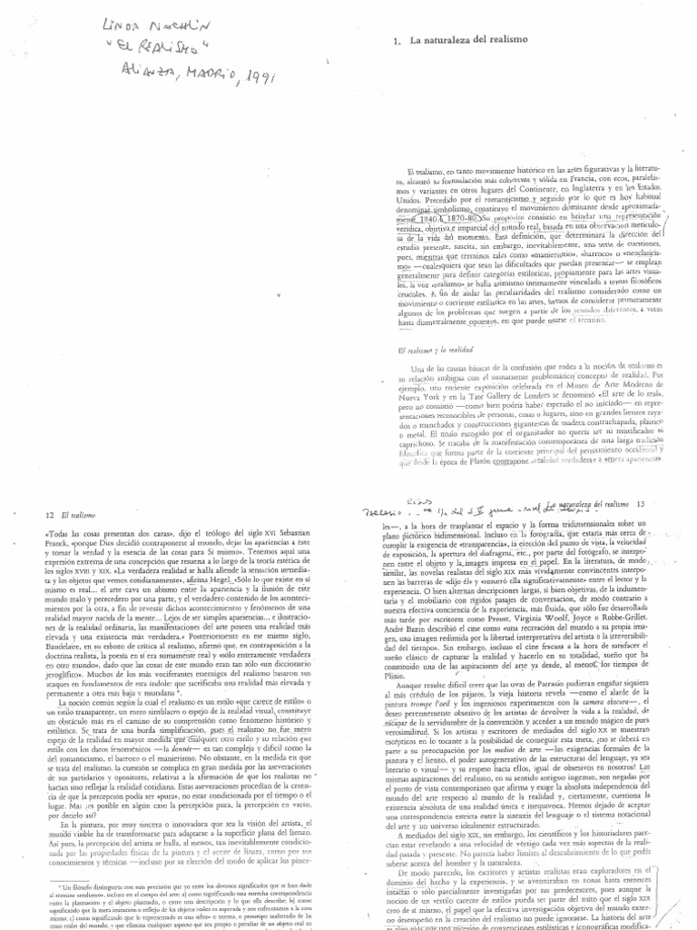 Nochlin, Linda. Cap. 1-2-3-4. El Realismo | PDF
