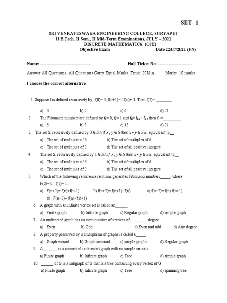 Answer All Questions. All Questions Carry Equal Marks. Time: 20min ...