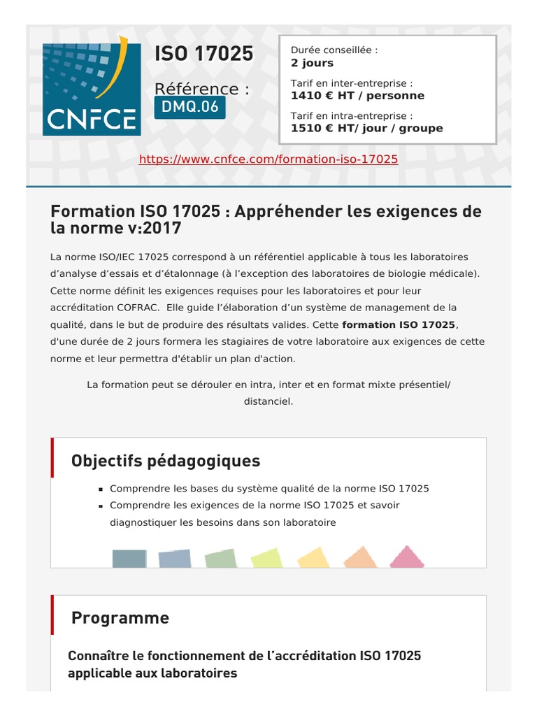 Formation ISO 17025 : Exigences 2017 | PDF | Système de management de ...