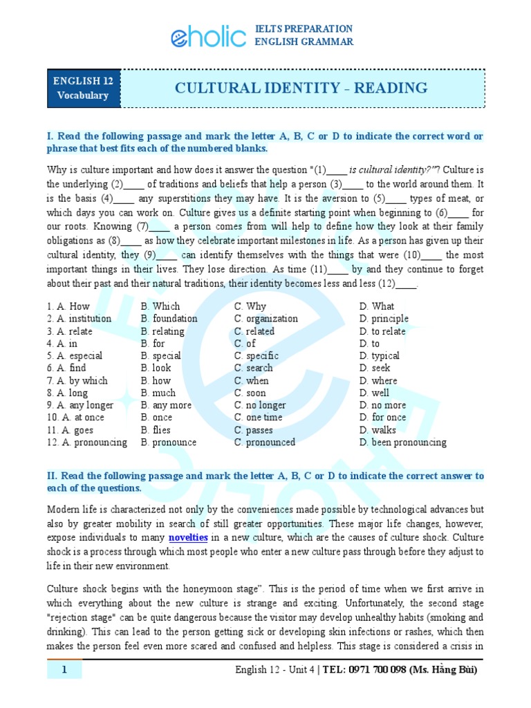 (g12) Cultural Identity - Reading | Download Free PDF | Family | Emotions