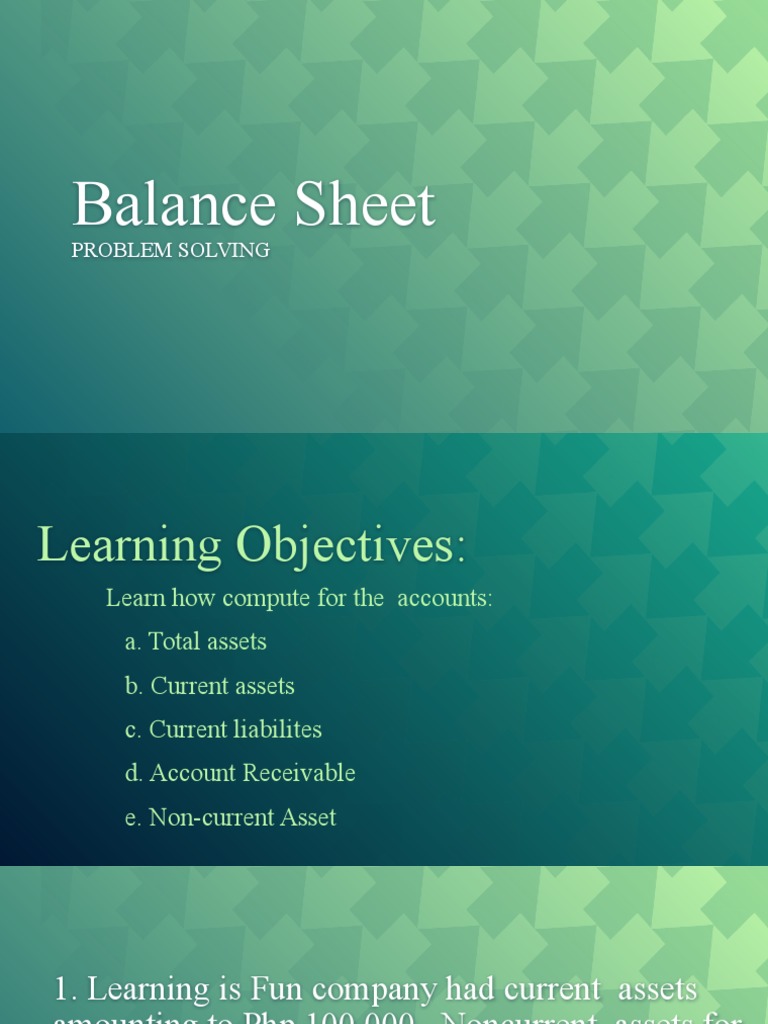 Balance Sheet Problem Solving Pdf Equity Finance Balance Sheet