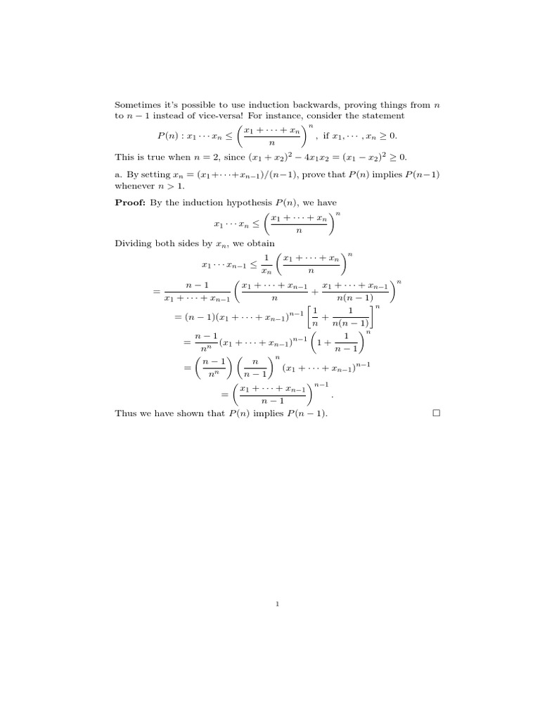Backward Induction: Proving a General Inequality for Non-Negative Numbers by Induction on ...
