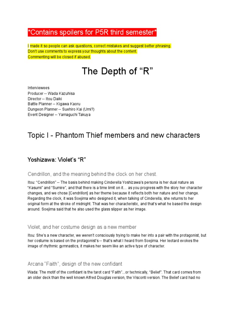 P5R Official Complete Guide Interview Translation | PDF