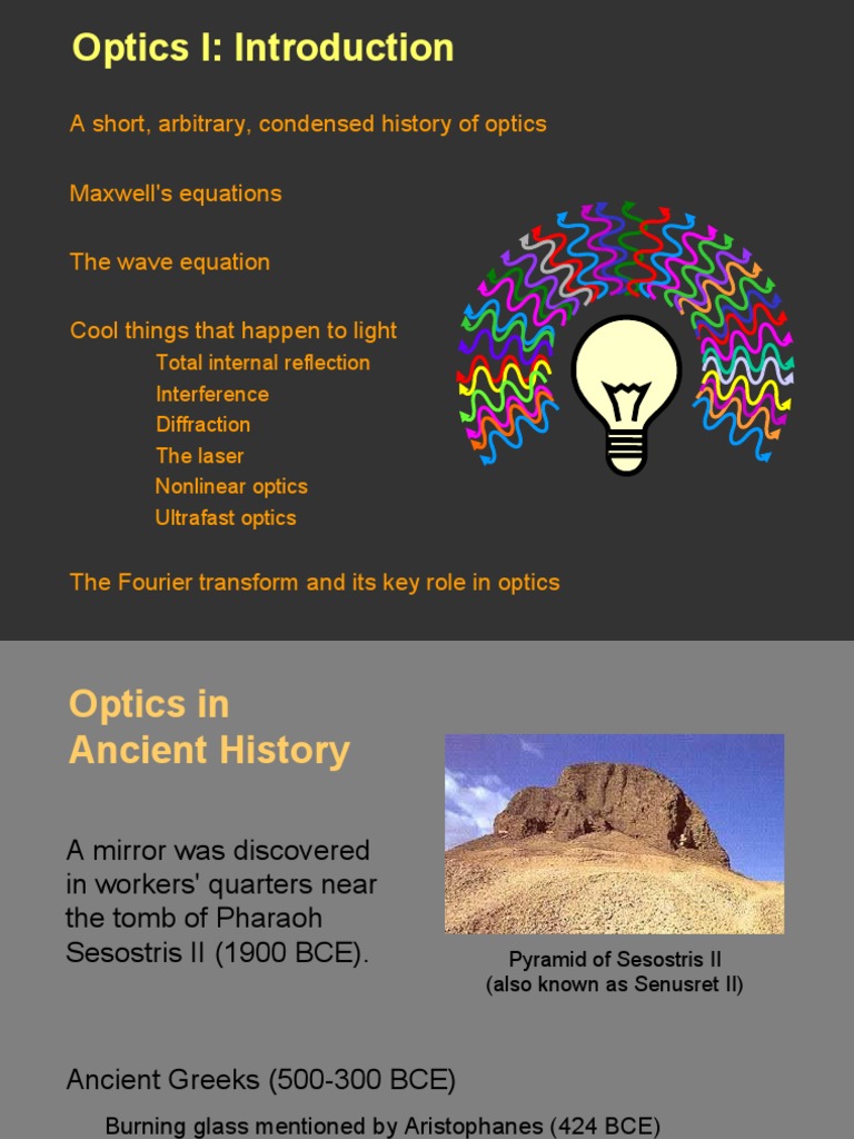 History of Optics Overview | PDF | Light | Optics