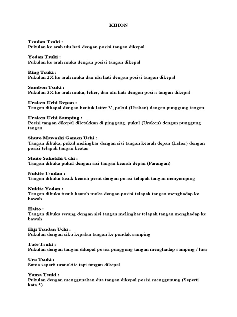 Nama Gerakan Karate | PDF | Gaya Hidup