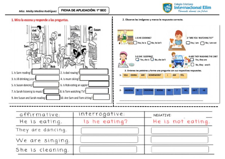Present Continuous Interrogative 1SEC | PDF