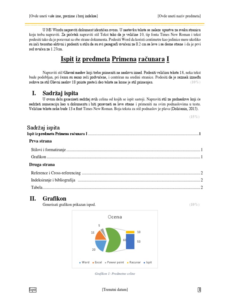 Ispit Iz Predmeta Primena Računara I: I. Sadržaj Ispita | PDF ...