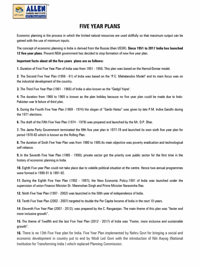Five Year Plan | PDF