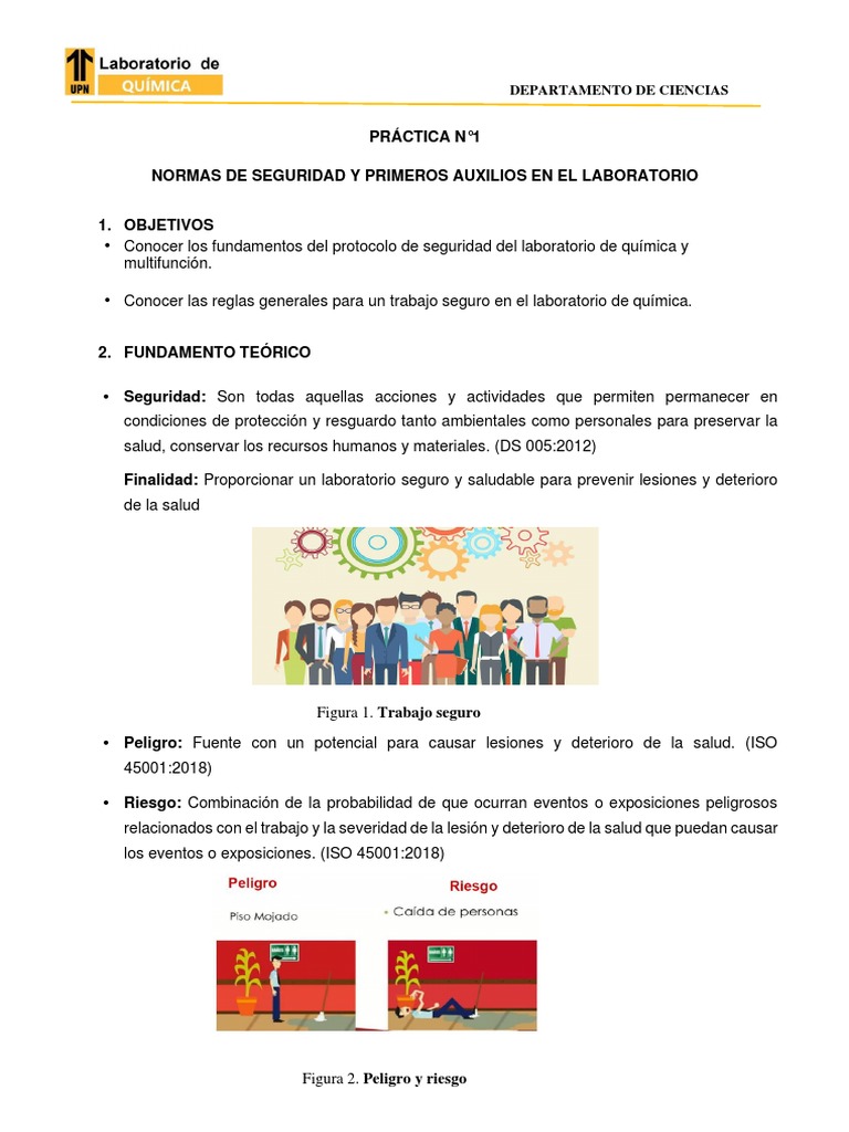 Práctica Nº01 - Normas de Seguridad y Primeros Auxilios en Laboratorio | Descargar gratis PDF ...