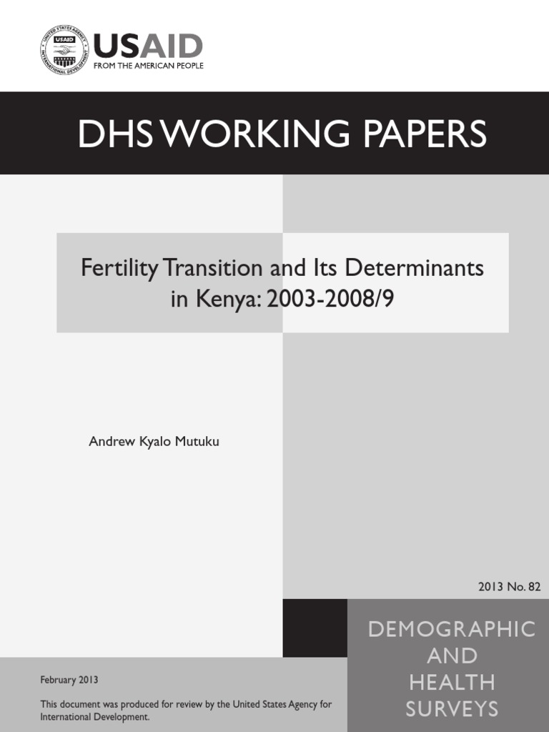 Dhs Working Papers: Fertility Transition and Its Determinants in Kenya ...
