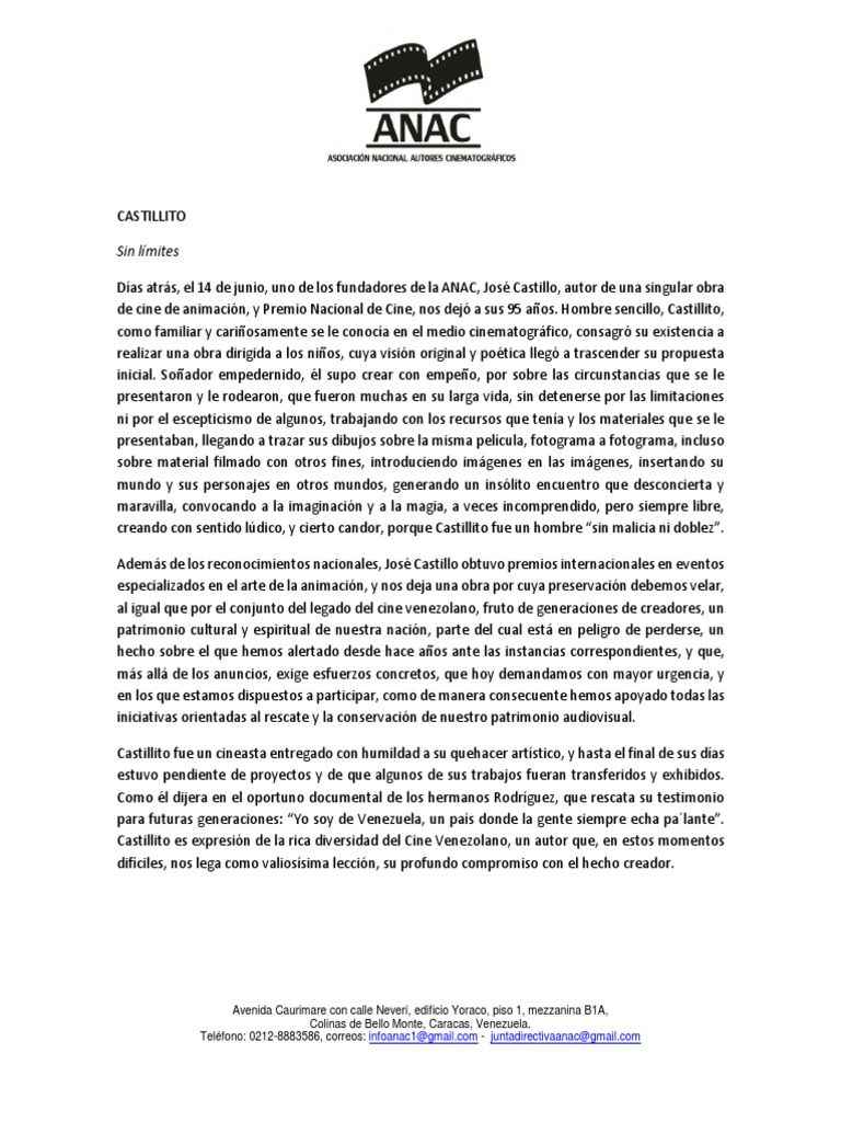 Cine de Animación en Venezuela JOSE CASTILLO | PDF | Venezuela | Animación