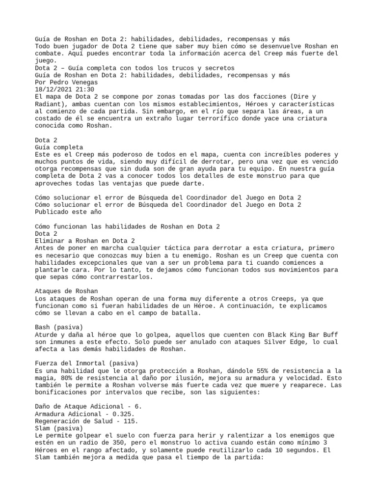 D2 Guide Russian Hero or Roshan Spanish Version | PDF
