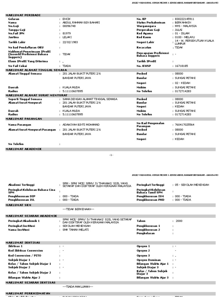 SK Paparan Semakan Data PDF | PDF