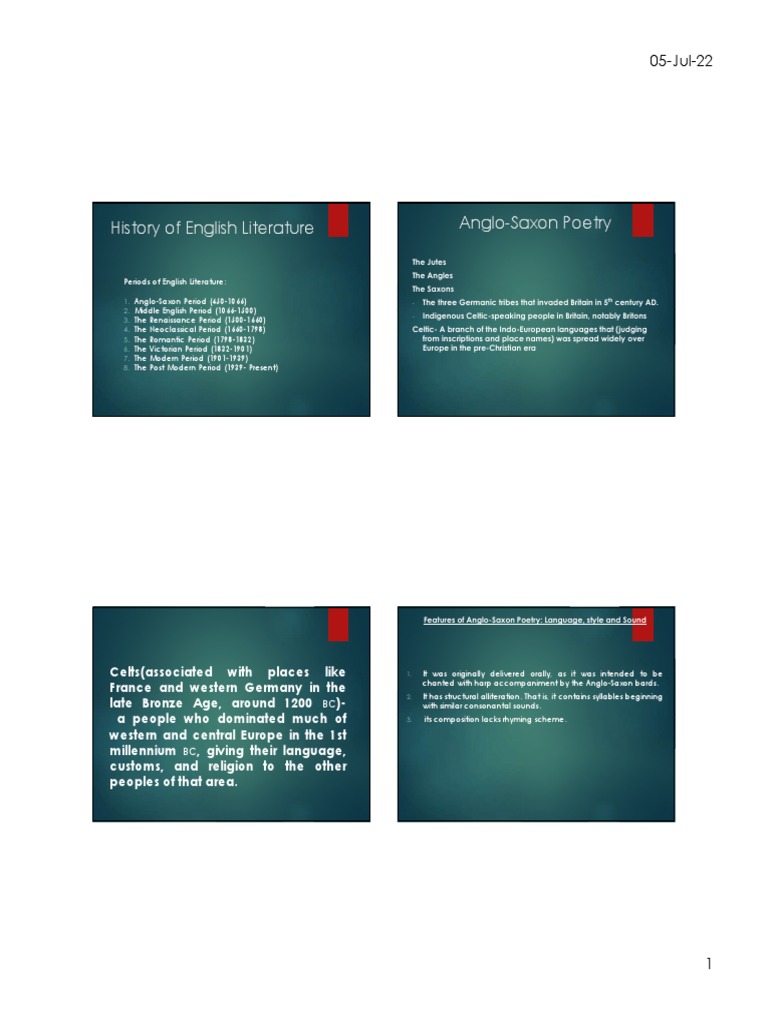 History of English Literature Anglo-Saxon Poetry | PDF | Poetry | Celts