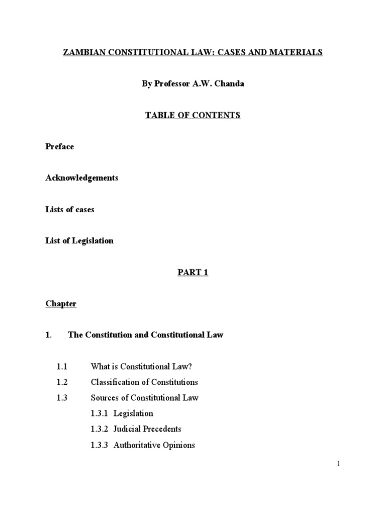 Zambian Constitutional Law Manuscript 2 | PDF | Constitution ...