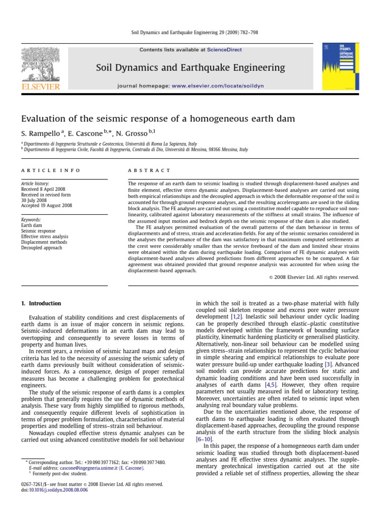 Soil Dynamics and Earthquake Engineering: S. Rampello, E. Cascone, N ...