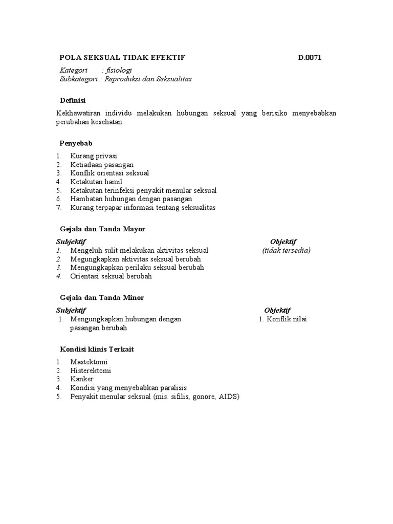 D.0071 Pola Seksual Tidak Efektif DX 3 | PDF