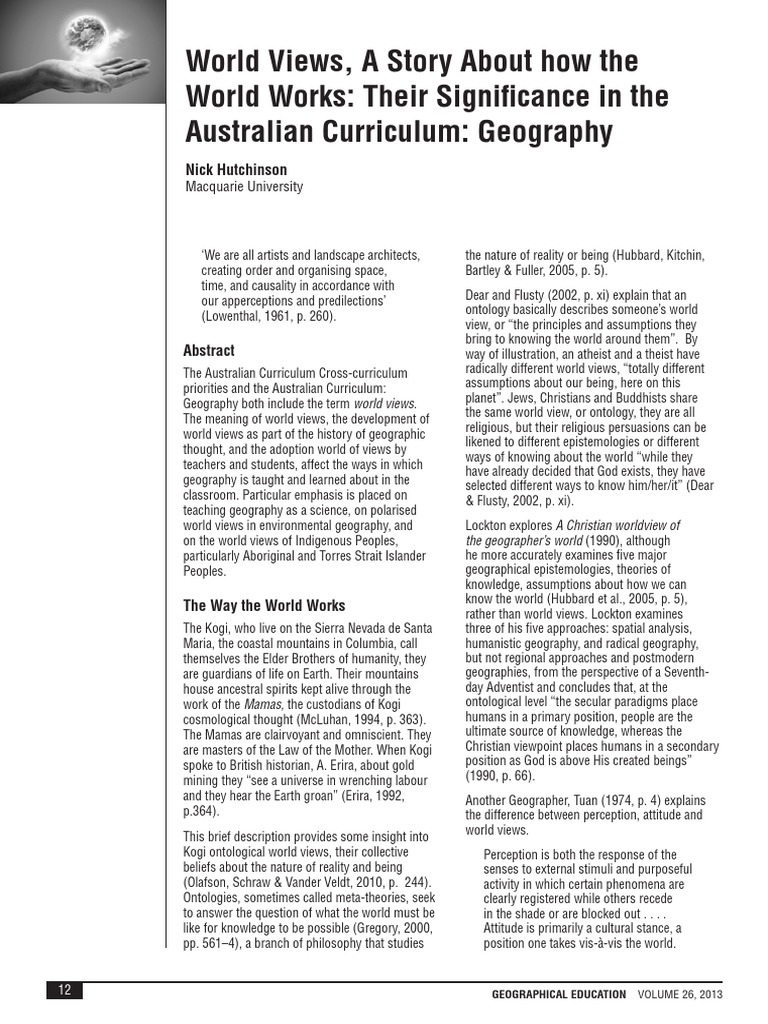 Hutchinson 2013 World Views, A Story About How The World Works: Their ...