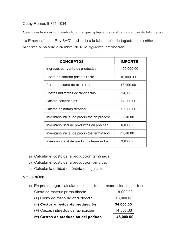 Caso Practico | PDF | Costo | Inventario