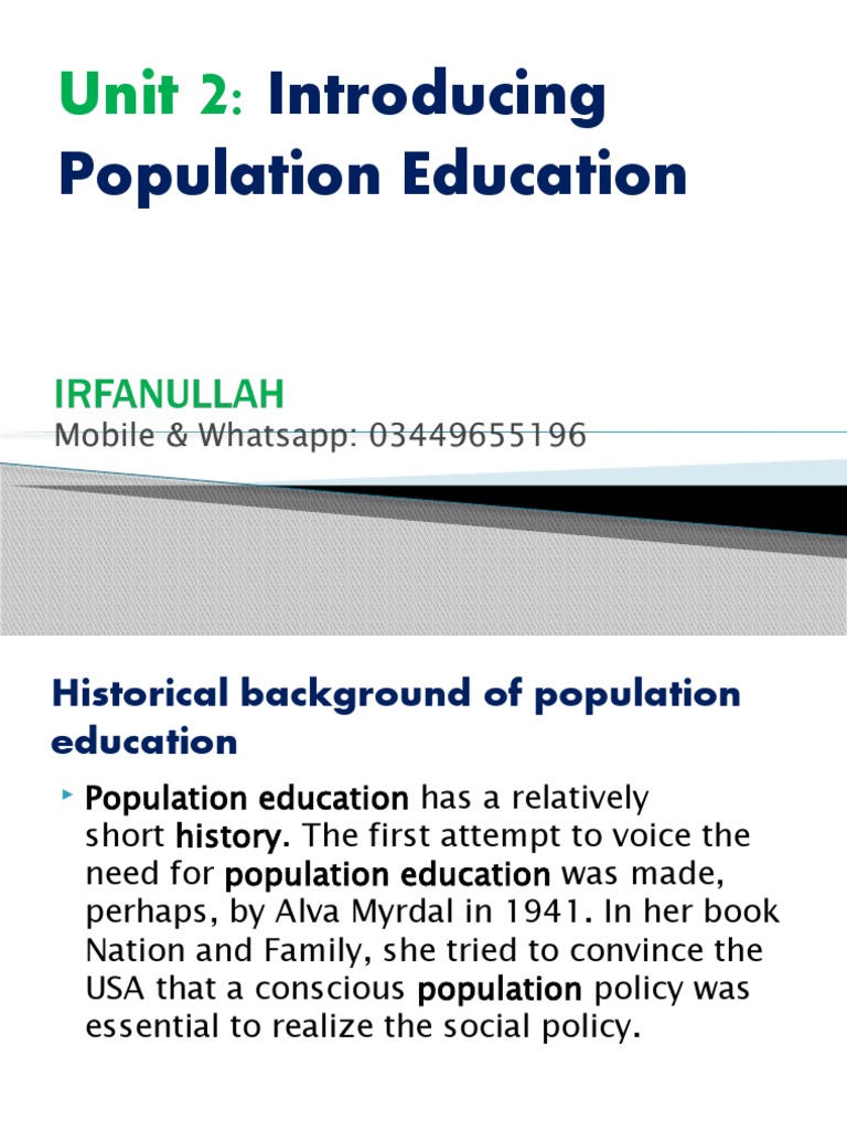 Introducing Background of Poulation Education | PDF | Self Actualization | Population