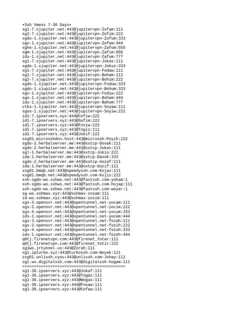 SSH Vmess 7-30 Days | PDF