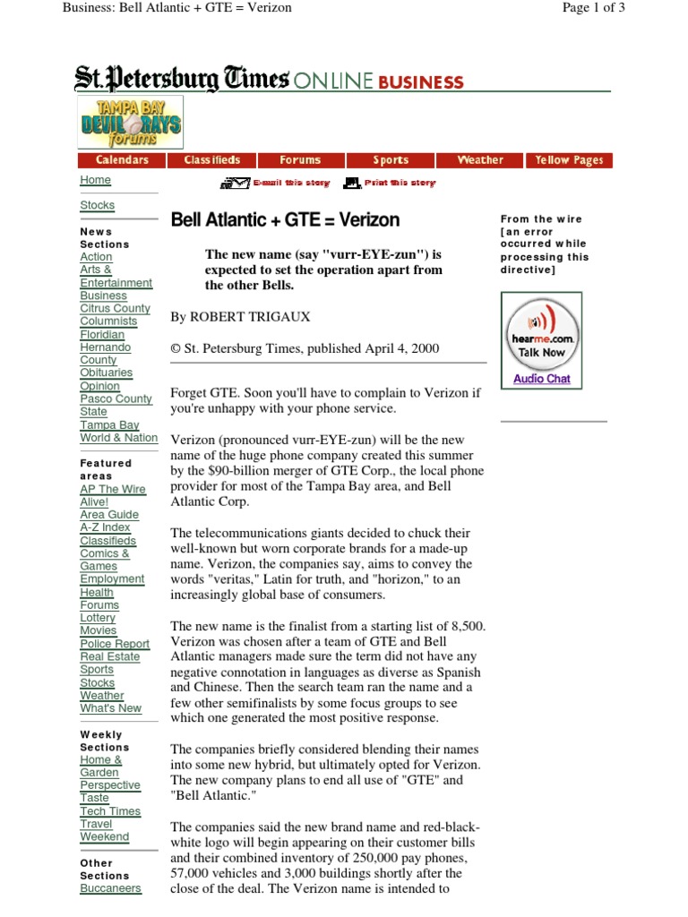 Business Bell Atlantic GTE | PDF | Verizon Communications ...